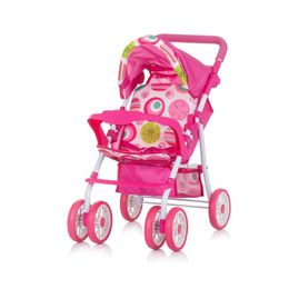 Chipolino Puppenwagen Dolly Korb faltbar Frontb&uuml;gel Fu&szlig;st&uuml;tze Griff verstellbar rosa pink