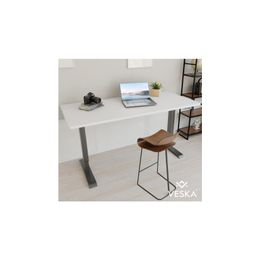 VESKA H&ouml;henverstellbarer Schreibtisch (140 x 70 cm) - Sitz- & Stehpult - B&uuml;rotisch Elektrisch H&ouml;henverstellbar mit Touchscreen & Stahlf&uuml;&szlig;en - Anthrazit/Weiss