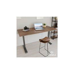 VESKA H&ouml;henverstellbarer Schreibtisch (140 x 70 cm) - Sitz- & Stehpult - B&uuml;rotisch Elektrisch H&ouml;henverstellbar mit Touchscreen & Stahlf&uuml;&szlig;en - Anthrazit/Antik
