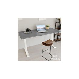 VESKA H&ouml;henverstellbarer Schreibtisch (140 x 70 cm) - Sitz- & Stehpult - B&uuml;rotisch Elektrisch H&ouml;henverstellbar mit Touchscreen & Stahlf&uuml;&szlig;en - Weiss/Anthrazit dunkel
