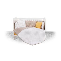 Lorelli Babybettw&auml;sche-Set 5-tlg. Decke 140 x 95 cm Kissen 43 x 35 cm Nestchen beige Krone