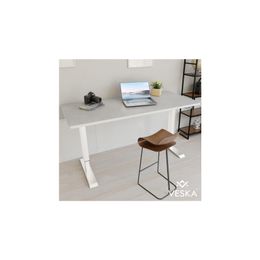 VESKA H&ouml;henverstellbarer Schreibtisch (140 x 70 cm) - Sitz- & Stehpult - B&uuml;rotisch Elektrisch H&ouml;henverstellbar mit Touchscreen & Stahlf&uuml;&szlig;en - Weiss/Anthrazit hell