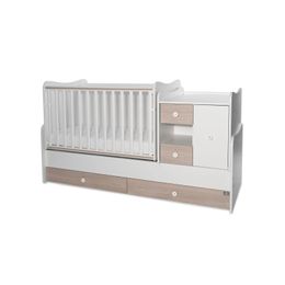 Lorelli Babybett, Jugendbett 3 in 1 Mini Max umbaubar, f&uuml;r 2 Kinder gleichzeitig hellbraun wei&szlig;
