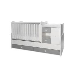 Lorelli Babybett, Jugendbett 3 in 1 Mini Max umbaubar, f&uuml;r 2 Kinder gleichzeitig wei&szlig; dunkelgrau