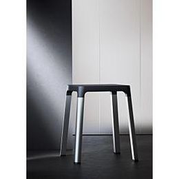 KEUCO Axess Hocker 35082170037 Sitzfläche 338mm, Aluminium silber-eloxiert/schwarz