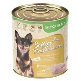 LYRA PET 6 x 400 g Lecker.Pet® Josie's Saftige Fleischmahlzeit Sensitiv mit Pute & Reis Hundefutter Nassfutter