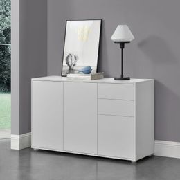 [en.casa] - Sideboard Paarl 74x117x36 cm mit 2 Schubladen und 3 Türen Weiß matt