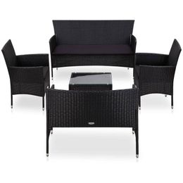 vidaXL - 5-tlg. Garten-Lounge-Set mit Auflagen Poly Rattan Schwarz