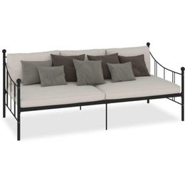 Tagesbett-Rahmen Schwarz Metall 90×200 cm vidaXL