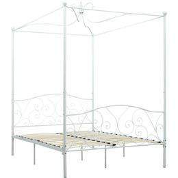 vidaXL - Himmelbett-Gestell Weiß Metall 120 x 200 cm