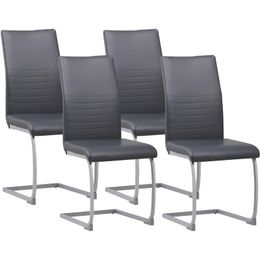 ALBATROS Freischwinger Stühle 4er Set MURANO, Grau - Esszimmerstuhl Schwingstuhl, modernem Design, Kunstleder-Bezug, dicke Polsterung - Küchenstuhl,