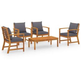 5-tlg. Garten-Lounge-Set mit Auflagen Massivholz Akazie vidaXL