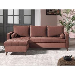 Polar - ecksofa beidseitig montierbar mit schlaffunktion - aus samt in skandinavischem design - 4 sitze - rosa