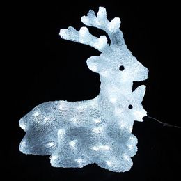 Mojawo - Acryl Hirsch mit Baby 60 LEDs kaltweiß-MLK037H