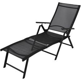 vidaXL - Sonnenliege Klappbar Aluminium Schwarz