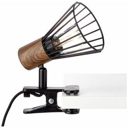 Brilliant - Lampe Manama Klemmleuchte holz dunkel/schwarz matt 1x D45, E14, 28W, geeignet für Tropfenlampen (nicht enthalten) Mit