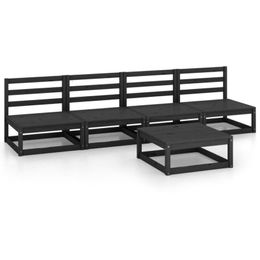 vidaXL - 5-tlg. Garten-Lounge-Set Schwarz Massivholz Kiefer