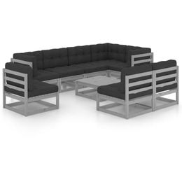 vidaXL - 9-tlg. Garten-Lounge-Set mit Kissen Massivholz Kiefer