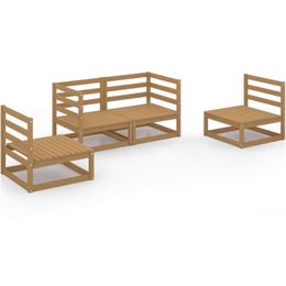 vidaXL - 4-tlg. Garten-Lounge-Set Honigbraun Massivholz Kiefer