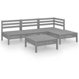 vidaXL - 5-tlg. Garten-Lounge-Set Massivholz Kiefer Grau