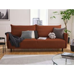 Valentina - 3-sitzer schlafsofa - mit bettkasten - aus cord - zeitgenössischer stil - rostfarben