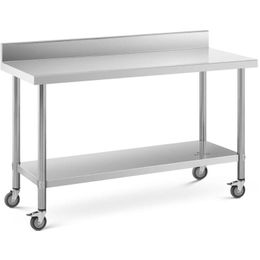 ROYAL CATERING Rollbarer Edelstahl Arbeitstisch Edelstahltisch Aufkantung 60 x 150 cm 160 kg