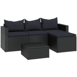 vidaXL - Garten-Lounge-Set Schwarz Poly Rattan