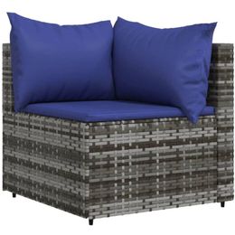 Garten-Ecksofa mit Kissen Grau Poly Rattan vidaXL