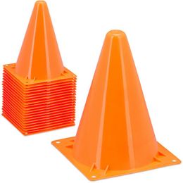 Relaxdays - Pylonen 20er Set, Slalomhütchen, für Kinder, Fußball, Training, Markierungskegel, 18 cm, Hundesport, orange