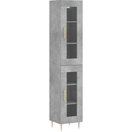 vidaXL - Highboard Betongrau 34,5x34x180 cm Holzwerkstoff