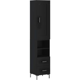 vidaXL - Highboard Schwarz 34,5x34x180 cm Holzwerkstoff