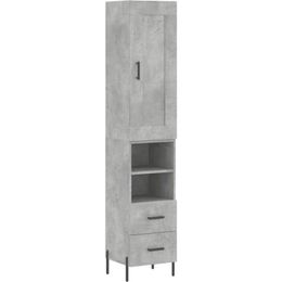 vidaXL - Highboard Betongrau 34,5x34x180 cm Holzwerkstoff