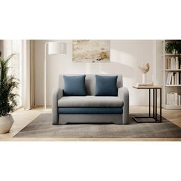 E-meubles - Sofa mit Schlaffunktion und Bettkasten Couch für Wohnzimmer Schlafsofa Sofagarnitur Polstersofa - 130x85x103 cm - amiro (Hellgrau +