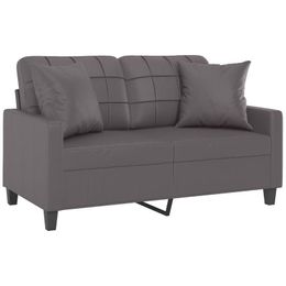 vidaXL - 2-Sitzer-Sofa mit Zierkissen Grau 120 cm Kunstleder