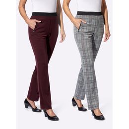 Schlupfhose Classic Basics Gr. 19, Kurzgrößen, rot (burgund + burgund-schwarz-kariert) Damen Hosen