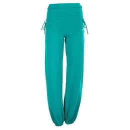 Sporthose WINSHAPE "WH1" Gr. L, Normalgrößen, grün (ocean grün), Damen, 90% Baumwolle, 10% Elasthan, Hosen, mit seitlicher Raffung