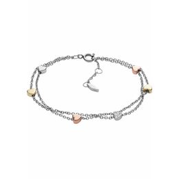 Edelstahlarmband Fossil "Herzen, VINTAGE MOTIFS, JF02854998" Armbänder Gr. Edelstahl, rosegold (silberfarben, goldfarben, roségoldfarben, kristallweiß) Damen mit Glasstein