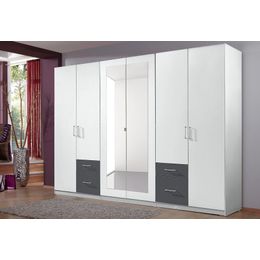 Kleiderschrank wimex "Freiburg" Schränke Gr. B/H/T: 270cm x 210cm x 58cm, 6 St., weiß (weiß/graphit) Kleiderschrank Drehtürenschrank Schränke