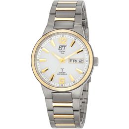 Funkuhr ETT "Everest, EGT-11322-11M" Armbanduhren grau (grau-goldfarben) Herren Armbanduhr, Herrenuhr, Datum, Solar