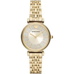 Quarzuhr Emporio Armani Armbanduhren goldfarben (gelbgoldfarben) Damen Armbanduhr, Damenuhr, analog, Edelstahlarmband