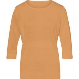 Damen Rundhalspullover aus Feinboucl&eacute; apricot, Gr&ouml;&szlig;e 38