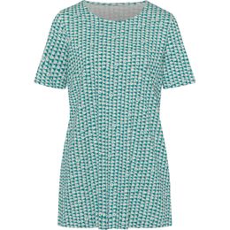 Damen Longshirt mit Minimal-Muster mint-smaragd-bedruckt, Gr&ouml;&szlig;e 38