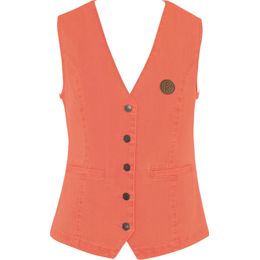 Damen Jeansweste in verk&uuml;rzter Form papaya, Gr&ouml;&szlig;e 38