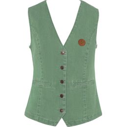 Damen Jeansweste in verk&uuml;rzter Form eucalyptus, Gr&ouml;&szlig;e 44