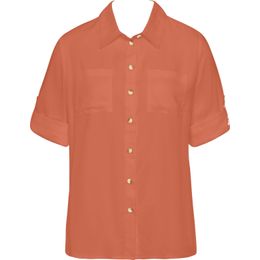 Damen Hemdbluse mit Kn&ouml;pfen in Horn-Optik papaya, Gr&ouml;&szlig;e 38