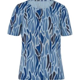 Damen Kurzarmshirt mit Print-Dessin hellblau-royalblau-bedruckt, Gr&ouml;&szlig;e 50