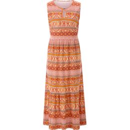 Damen Jerseykleid in flie&szlig;ender Baumwoll-Qualit&auml;t papaya-terra-bedruckt, Gr&ouml;&szlig;e 26