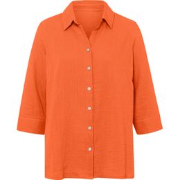 Damen Baumwollbluse in Musselin-Qualit&auml;t orange, Gr&ouml;&szlig;e 40