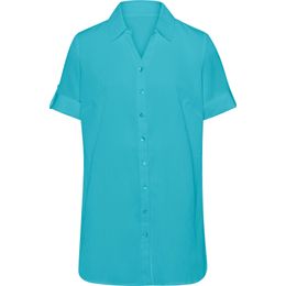 Damen Longbluse in Cr&ecirc;pe-Qualit&auml;t t&uuml;rkis, Gr&ouml;&szlig;e 54