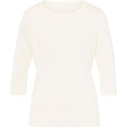 Damen Rundhalspullover aus Feinboucl&eacute; ecru, Gr&ouml;&szlig;e 46